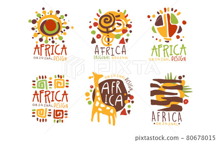 Original African Logo or Badge Design Vector Set - Stock Illustration ...