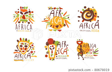 Original African Logo or Badge Design Vector Set - Stock Illustration ...