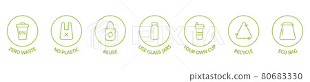 Zero waste line icons set. Recycle, reuse,... - Stock Illustration ...