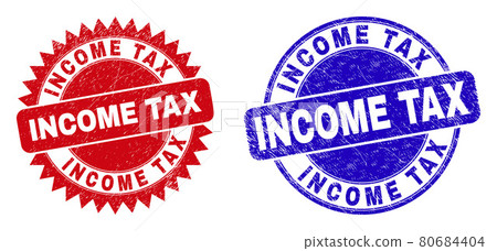 INCOME TAX Round and Rosette Seals with... - Stock Illustration ...