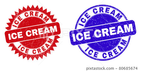 ICE CREAM Round and Rosette Watermarks with... - Stock Illustration ...