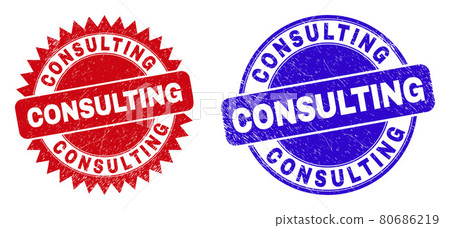 CONSULTING Round and Rosette Stamps with... - Stock Illustration ...