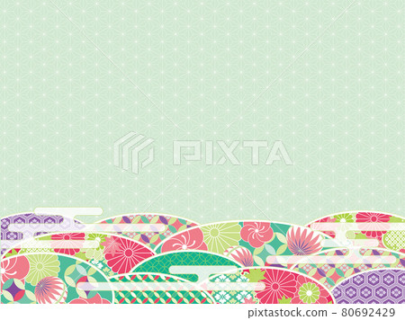 Retro color Japanese pattern horizontal background - Stock Illustration ...