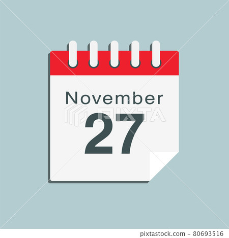 Icon day date 27 November, template calendar page - Stock Illustration ...
