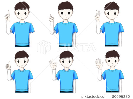 Boy hand sign 6 types set - Stock Illustration [80696280] - PIXTA