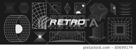 Set of retrofuturistic design elements,... - Stock Illustration [80699174] - PIXTA