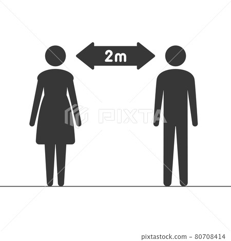 Social distance pictogram: 2m away male and... - Stock Illustration ...