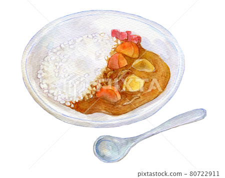 Watercolor illustration curry rice - Stock Illustration [80722911] - PIXTA