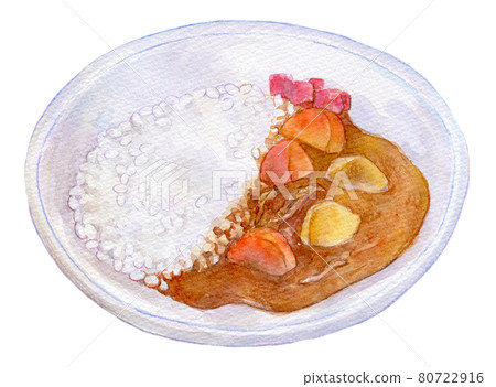 curry and rice, watercolour, watercolors - Stock Illustration [80722916 ...