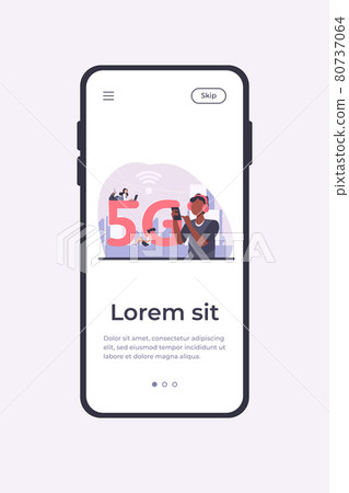 Young people using 5G high speed wireless... - Stock Illustration [80737064] - PIXTA
