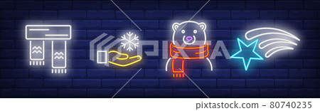 Winter coming neon sign set - Stock Illustration [80740235] - PIXTA
