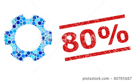 Grunge 80 percents Stamp Print and Gear... - Stock Illustration ...