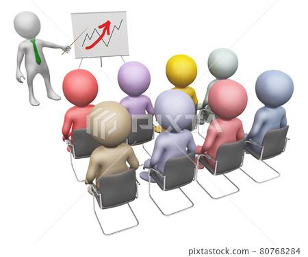 3D figure in front of flip chart with sales... - Stock Illustration ...