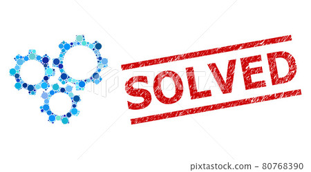 Scratched Solved Stamp Seal and Gear Box... - Stock Illustration ...