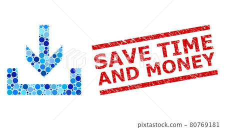 Textured Save Time and Money Seal and Downloads... - Stock Illustration ...
