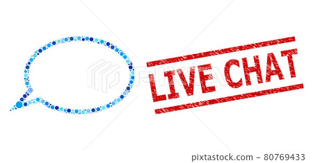 Scratched Live Chat Stamp Print and Hint Cloud... - Stock Illustration ...