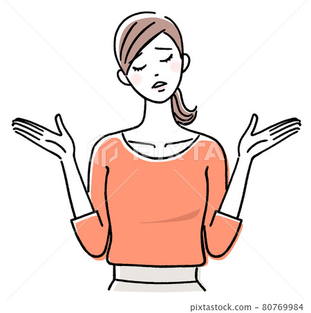 Woman with open arms and giving up face - Stock Illustration [80769984 ...