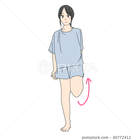 Woman stretching left front thigh (front) - Stock Illustration ...