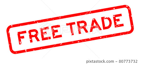 Grunge red free trade word square rubber seal... - Stock Illustration ...