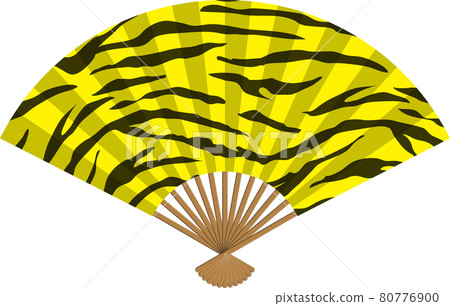 Illustration of a tiger-patterned folding fan - Stock Illustration ...