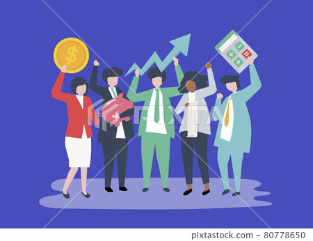 Characters of a business people and performance... - Stock Illustration ...