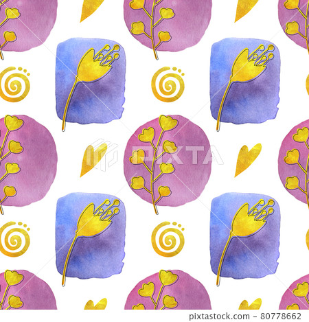 Watercolor seamless pattern with flowers, decor... - Stock Illustration ...