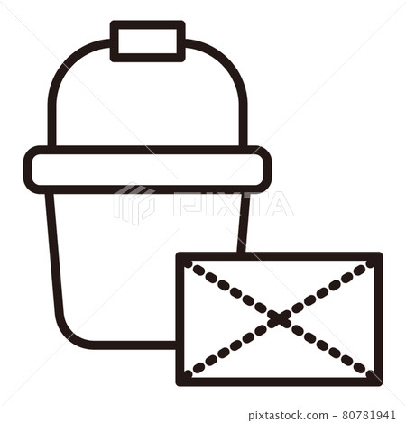 Simple bucket and rag line drawing icon / white... - Stock Illustration ...