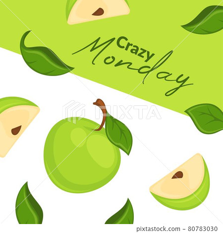 Crazy Monday, fresh apples ads in supermarket - Stock Illustration ...