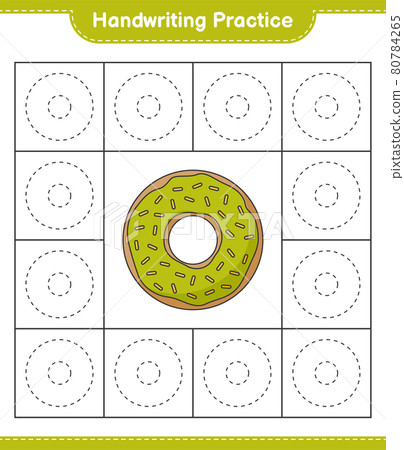 Handwriting practice. Tracing lines of Donut.... - Stock Illustration ...