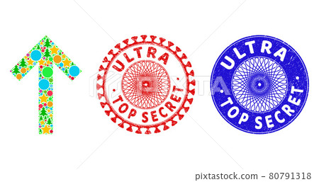 Ultra Top Secret Textured Stamps and Up Arrow... - Stock Illustration ...