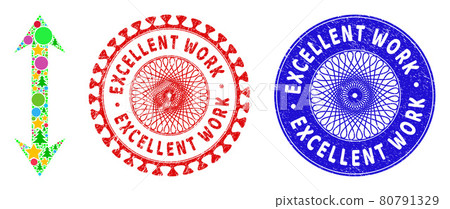 Excellent Work Scratched Stamps and Vertical... - Stock Illustration ...
