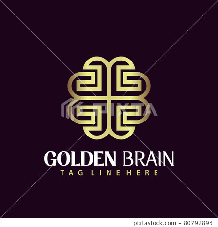 Gold Brain Line Art Logo Design, Abstract Logos... - Stock Illustration ...