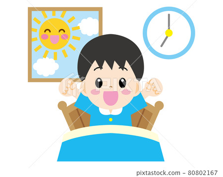 Illustration of a boy who gets up early - Stock Illustration [80802167 ...