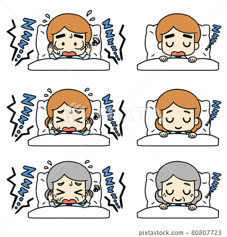 Illustrations of people who cannot sleep and... - Stock Illustration ...