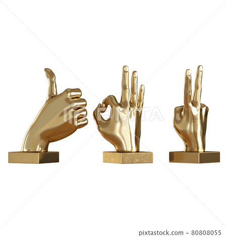 Three decorative figures of hands with... - Stock Illustration ...