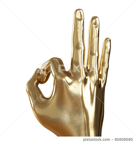 Golden hand with folded fingers in an ok... - Stock Illustration ...
