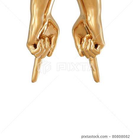 Two golden hands showing top down with index... - Stock Illustration ...