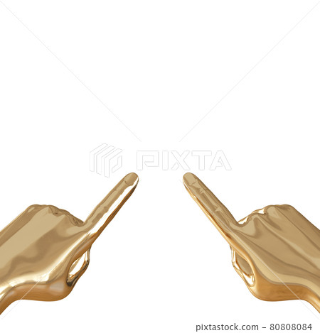 Two golden hands in extended index finger on a...-插圖素材 [80808084] - PIXTA圖庫