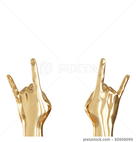 Two golden hands with two fingers raised up on...-插圖素材 [80808099] - PIXTA圖庫