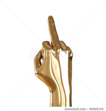 A golden hand with a raised up middle finger on... - Stock Illustration ...