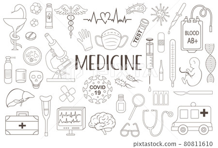 Set of medical and health care doodles - Stock Illustration [80811610 ...