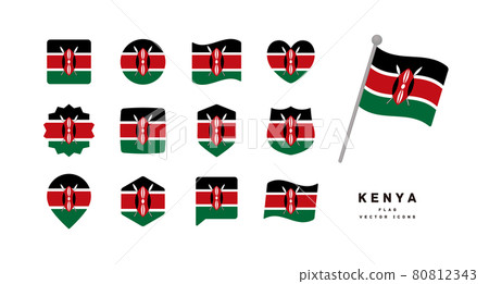 Kenyan flag icon set vector illustration of... - Stock Illustration ...