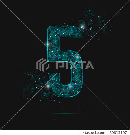 Abstract isolated blue image of a number five.... - Stock Illustration ...
