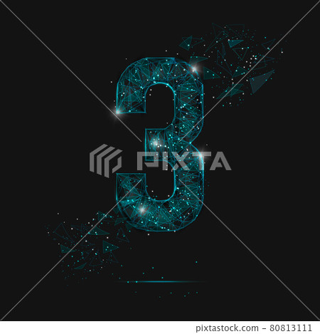 Abstract isolated blue image of a number three.... - Stock Illustration ...