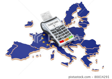 The EU map with POS terminal. Cashless payments...-插圖素材 [80814291 ...