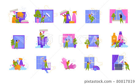 Window Cleaning Icon Set - Stock Illustration [80817819] - PIXTA