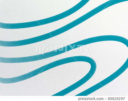 turquoise blue paint curvy lines on white paper... - Stock Illustration ...