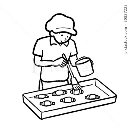 Illustration of a baker, line drawing - Stock Illustration [80827222 ...