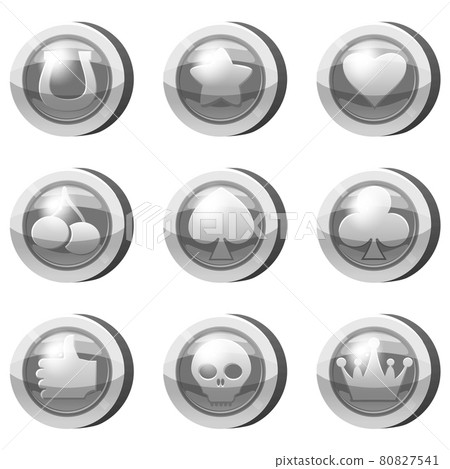 Set of Silver Coins for game apps. Silver icons... - Stock Illustration ...