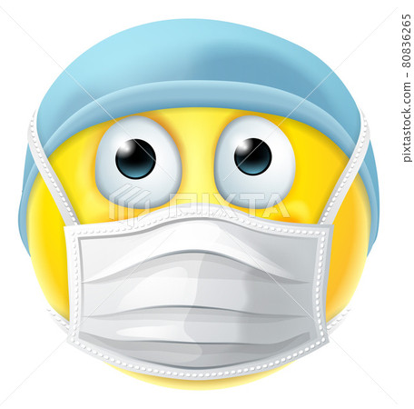 Emoticon Emoji PPE Doctor Nurse Medical Mask Icon - Stock Illustration ...
